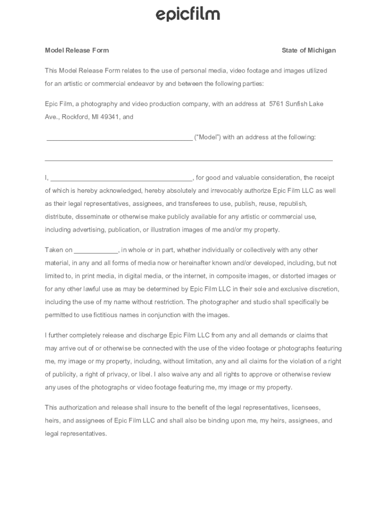 Fillable Online 20 Free Model Release Forms and Templates (WordPDF ...