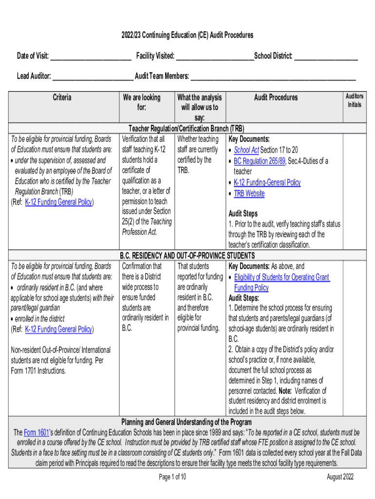 Fillable Online Continuing Education (CE) Audit Program - Gov Fax Email Print - pdfFiller