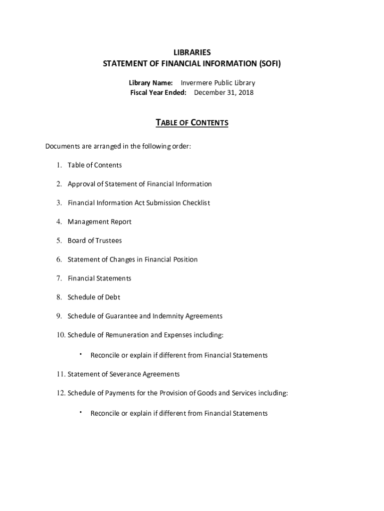 Fillable Online DISTRICT OF INVERMERE STATEMENT OF FINANCIAL INFORMATION (SOFI) FOR THE ... Fax ...
