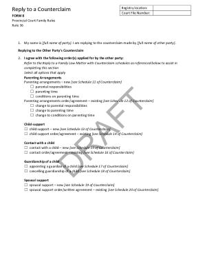 Fillable Online Form 8 - Reply to a Counterclaim - Gov.bc.ca Fax Email ...