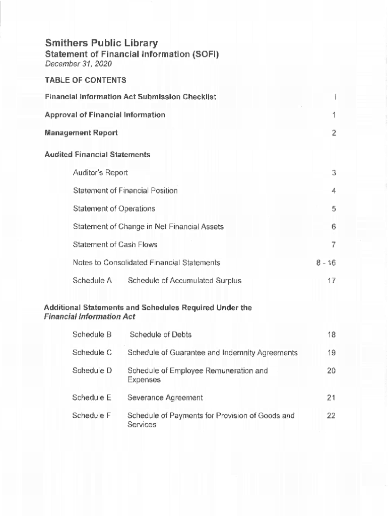 Fillable Online Smithers Public Library Statement of Financial Information (SOFI ... - Gov Fax ...