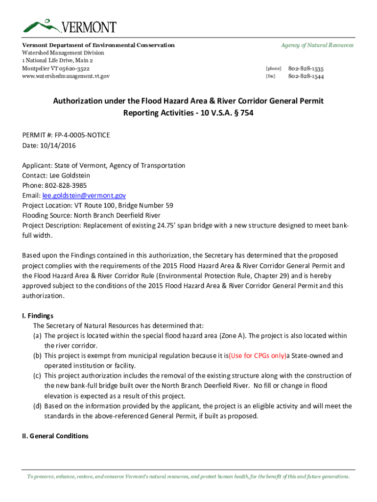 Fillable Online Authorization under the Flood Hazard Area & River ...