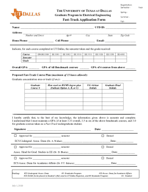 Fillable Online engineering utdallas FastTrack CS Application ...