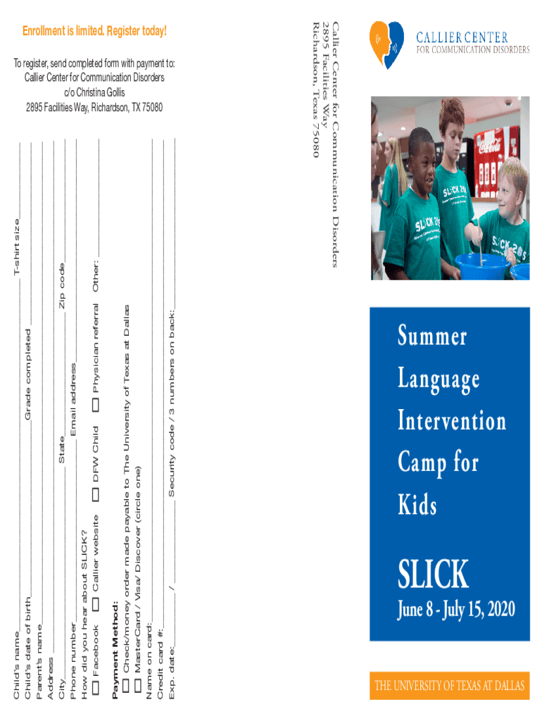 Fillable Online Home - Callier Center for Communication DisordersExp ...