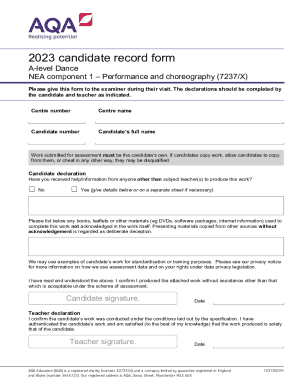Fillable Online filestore.aqa.org.ukadmincrfpdf2023 Candidate record ...