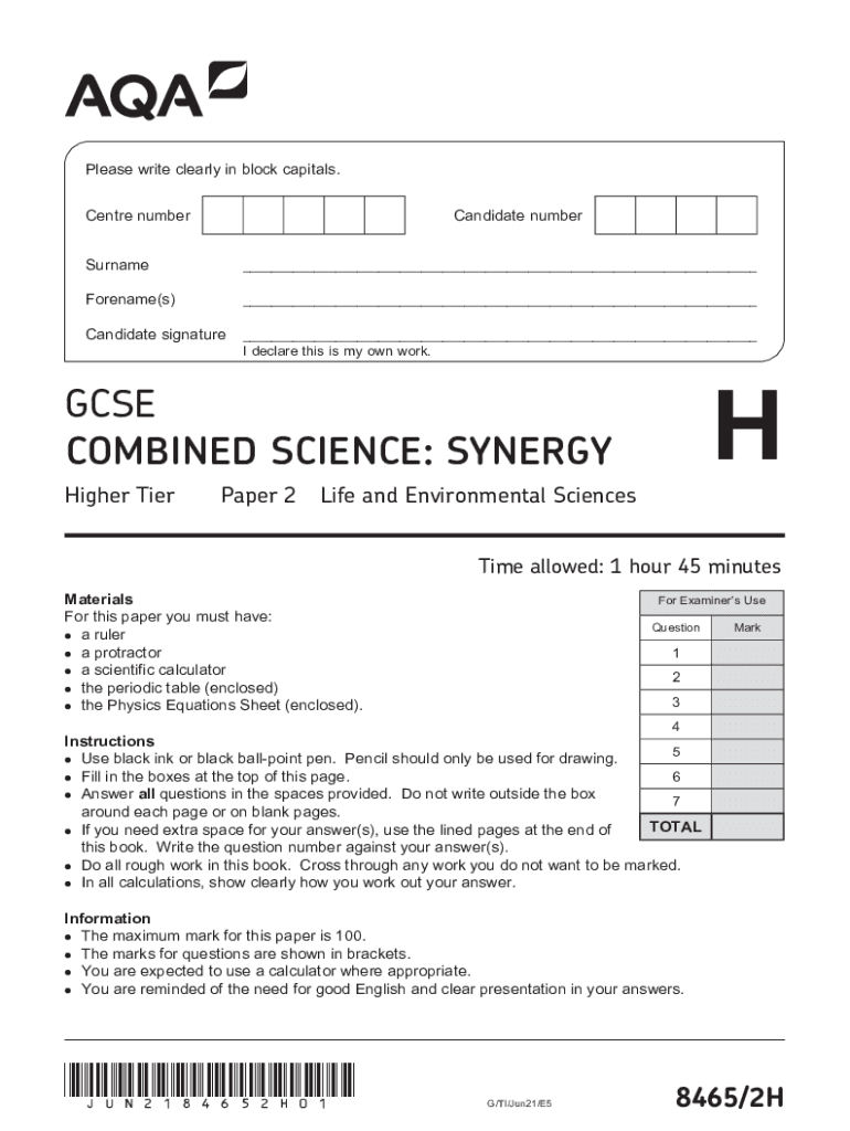 Fillable Online AQA Find past papers and mark schemesAQA Find past ...