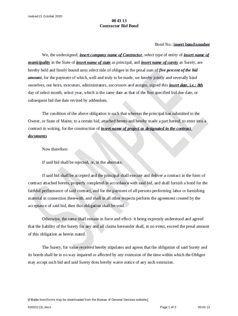 61 13.13Contractor Perance Bond Sample Clauses Doc Template | pdfFiller