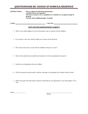 Fillable Online Residence Questionnaire - Fill Out and Sign Printable ...