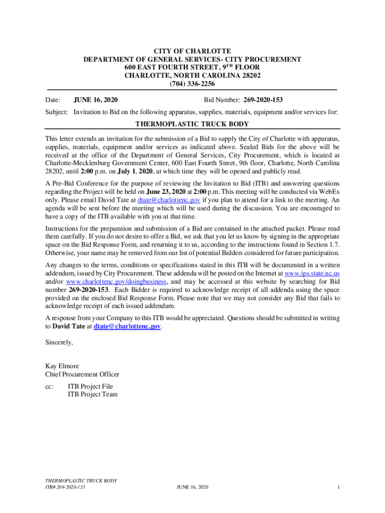 Fillable Online Solicitations - City of Charlotte Government Fax Email ...
