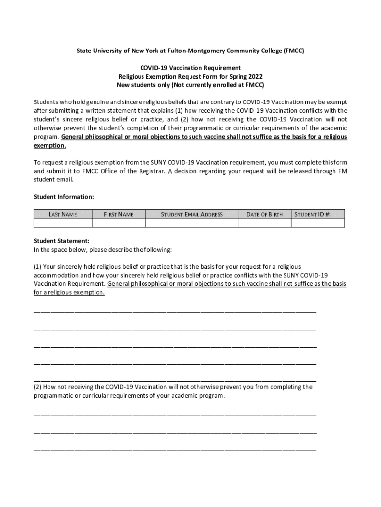 Fillable Online State University of New York at Fulton-Montgomery Community College (FMCC) Fax ...