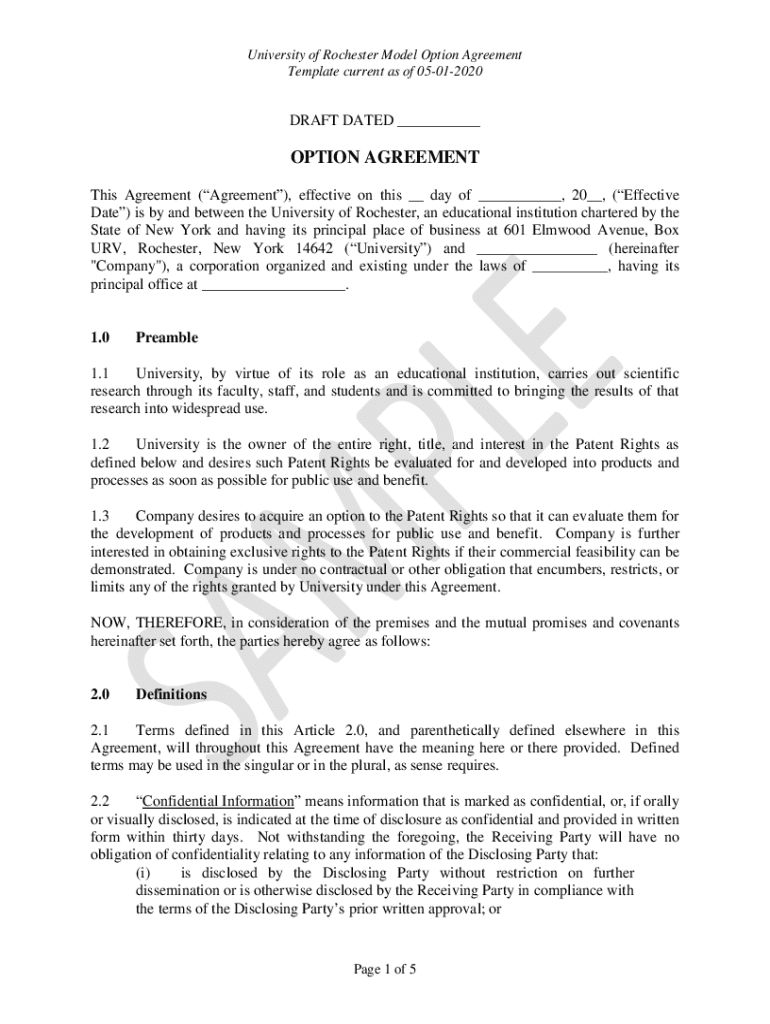 Fillable Online Rochester-Model-Option-Agreement.pdf Fax Email Print - pdfFiller