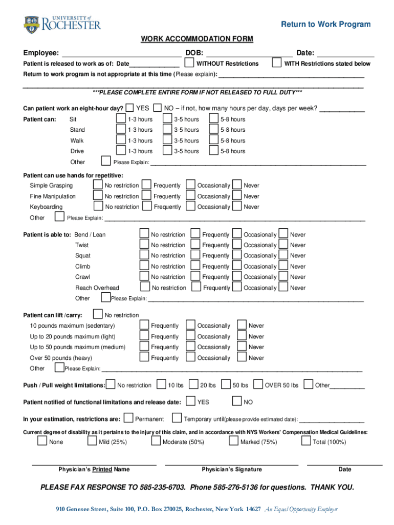 Fillable Online Sample return-to-work programThe Hanover Insurance ...