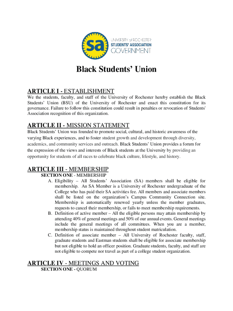 Fillable Online Who We Are - Black Student Union - University Of ...