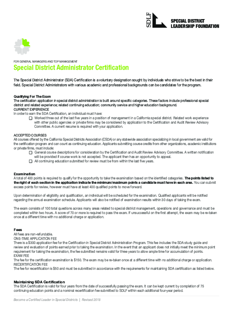 Fillable Online Accreditations/Certifications - California Special ...