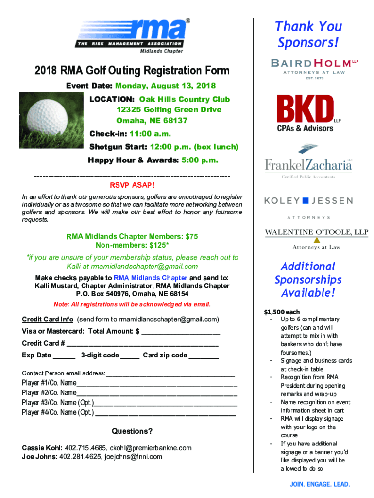 Fillable Online Thank You to the Sponsors of the 4th Annual Golf ...
