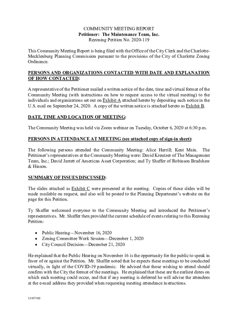 Fillable Online The Maintenance Team, Inc. Rezoning Petition No. 2020 ...