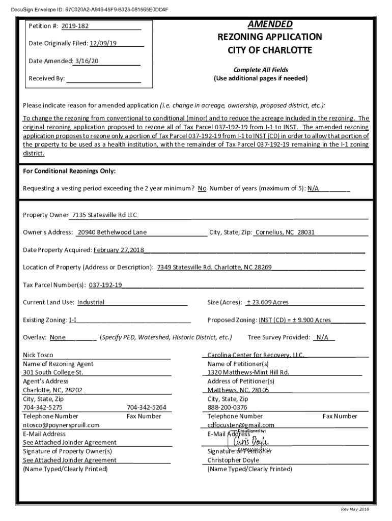 Fillable Online Rezoning Petitions - City of Charlotte Government Fax ...