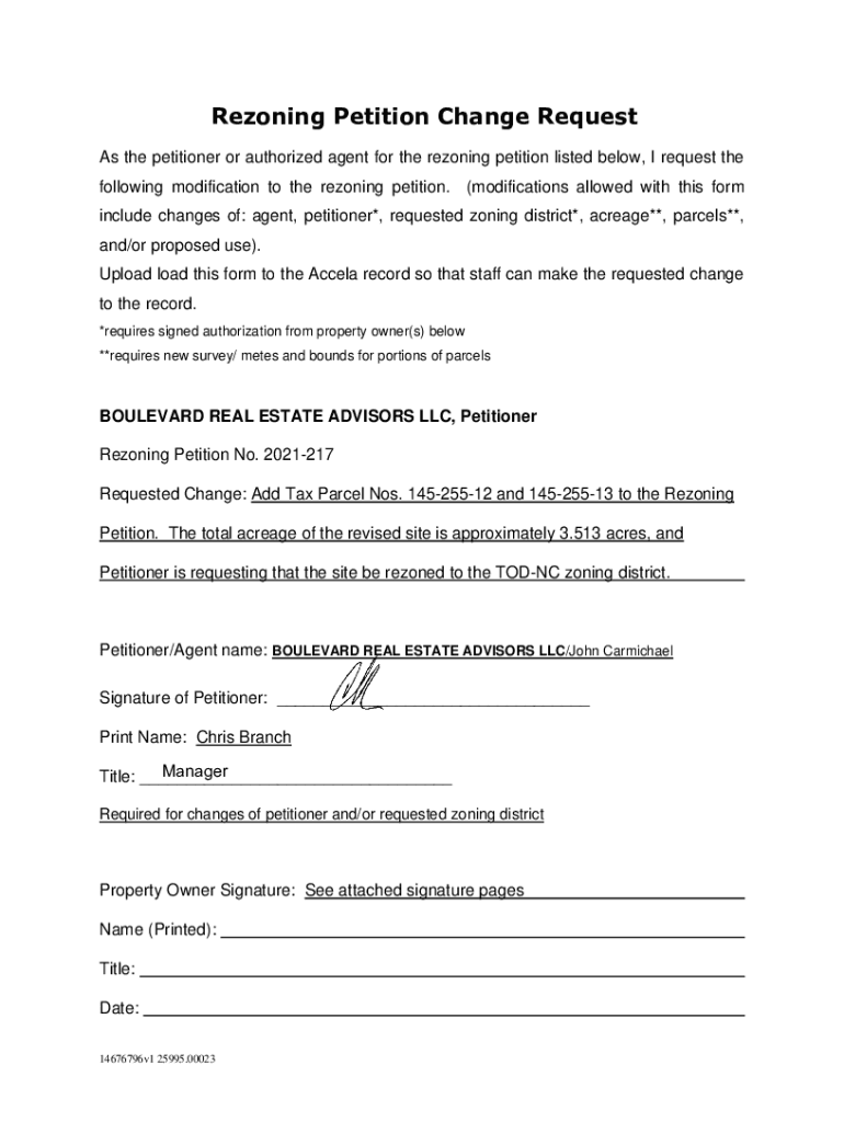 Fillable Online Rezoning Petition Change Request - Charlotte, North ...