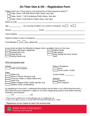 Fillable Online On Their Own & OK Registration Form Fax Email Print ...