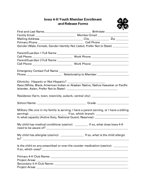 Fillable Online 4-H Youth DevelopmentIowa State University Extension ...