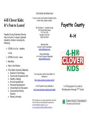 Fillable Online 4-H Clover Kids: - Iowa State University Extension Fax ...
