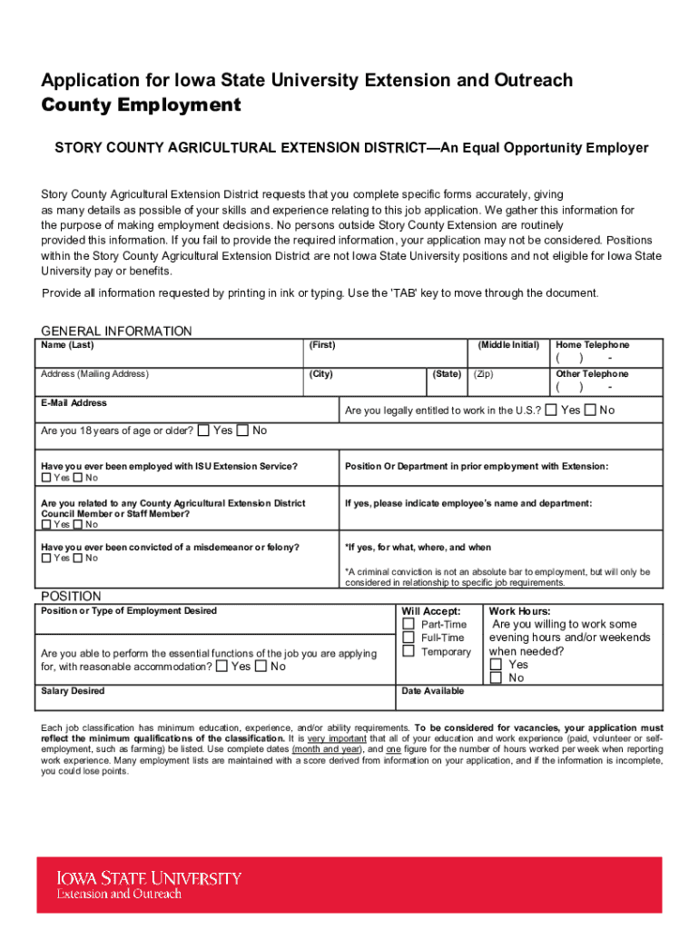 Fillable Online Story County Job Application.pdf Fax Email Print ...