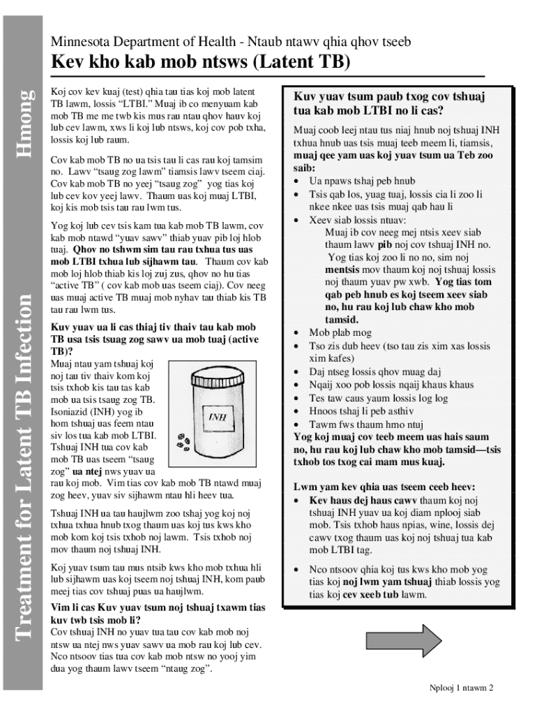 Fillable Online Treatment of Latent TB (Tuberculosis) Infection (LTBI ...