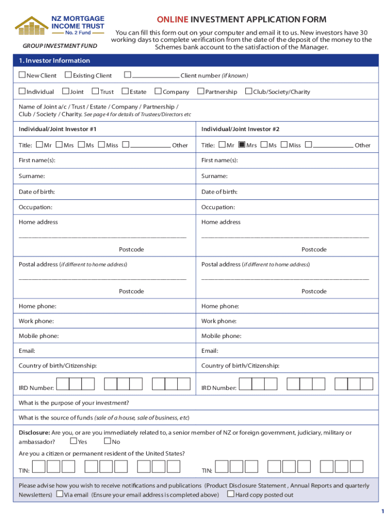 Fillable Online 11+ Investment Form Templates in PDFWORD11+ Investment ...