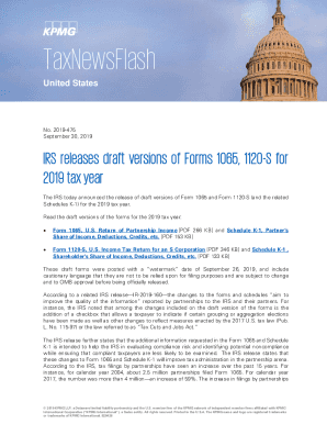 Fillable Online IRS releases draft versions of Forms 1065, 1120-S for ...