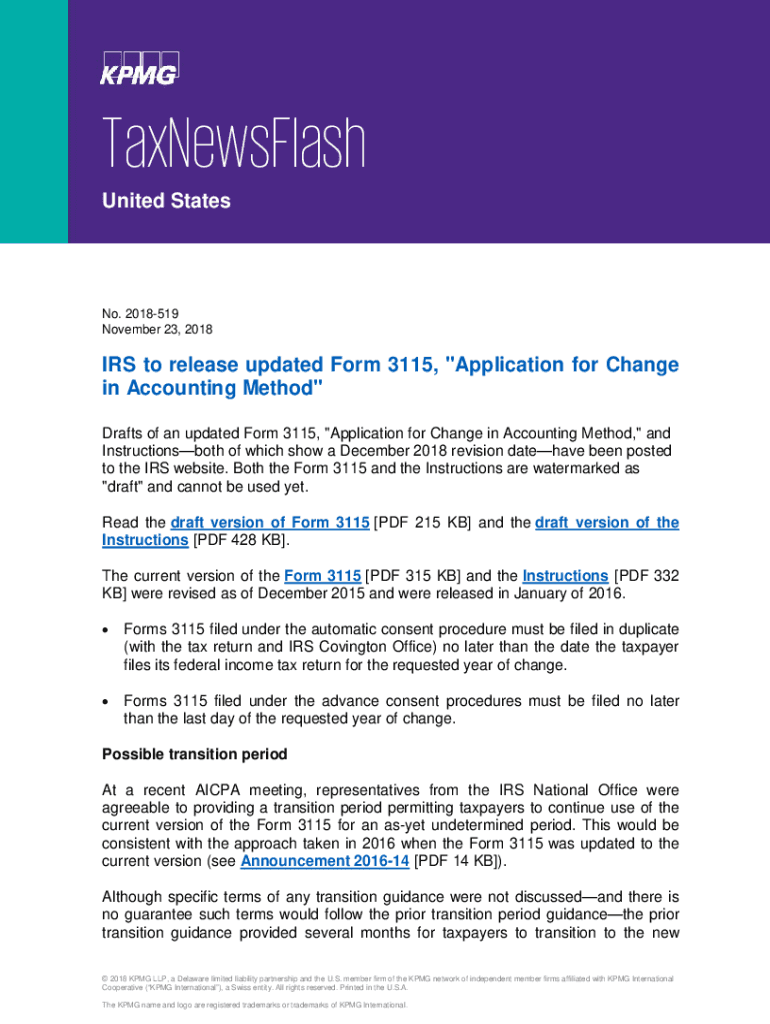 Fillable Online assets.kpmgcontentdamIRS to release updated Form 3115 ...