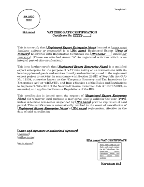 Fillable Online vat zero-rate certification - assets.kpmg Fax Email ...