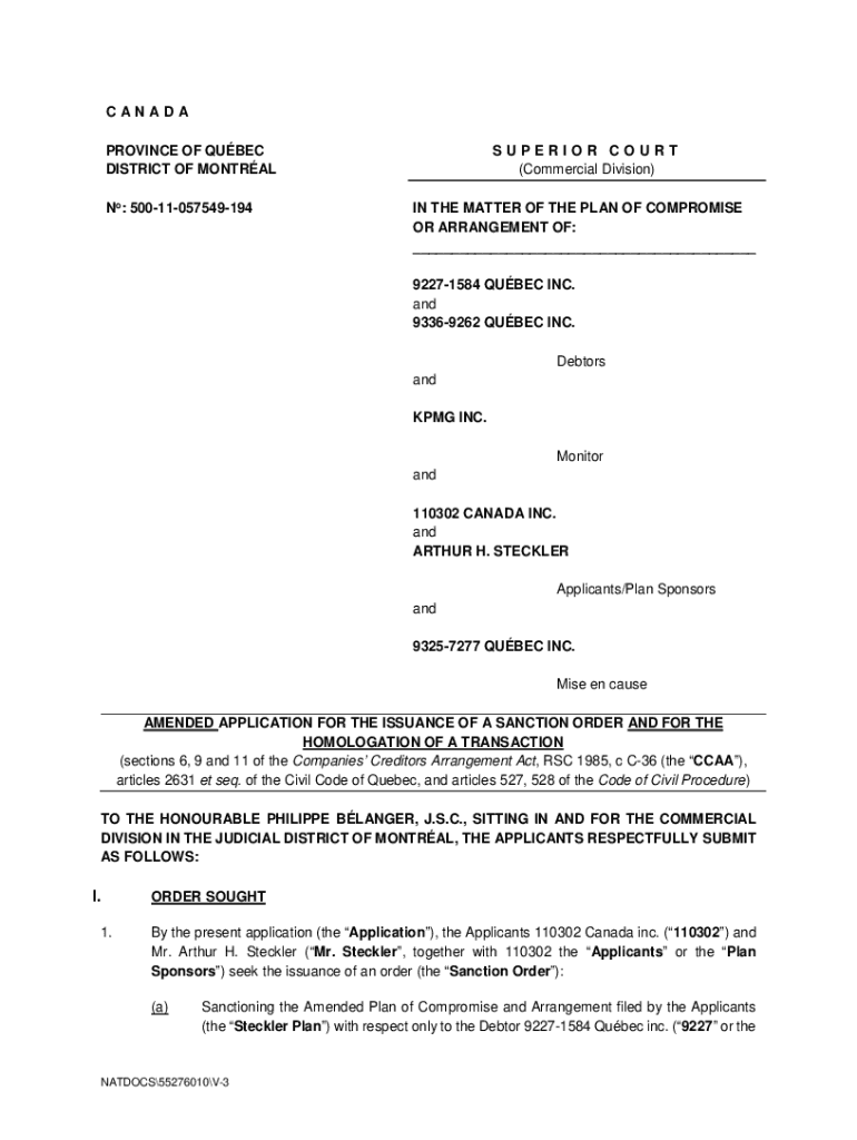 Fillable Online amended application for the issuance of a sanction ...