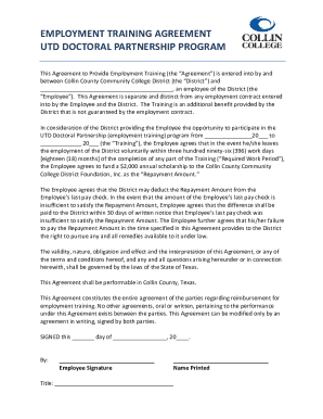Fillable Online Employee Training Agreement Template ...