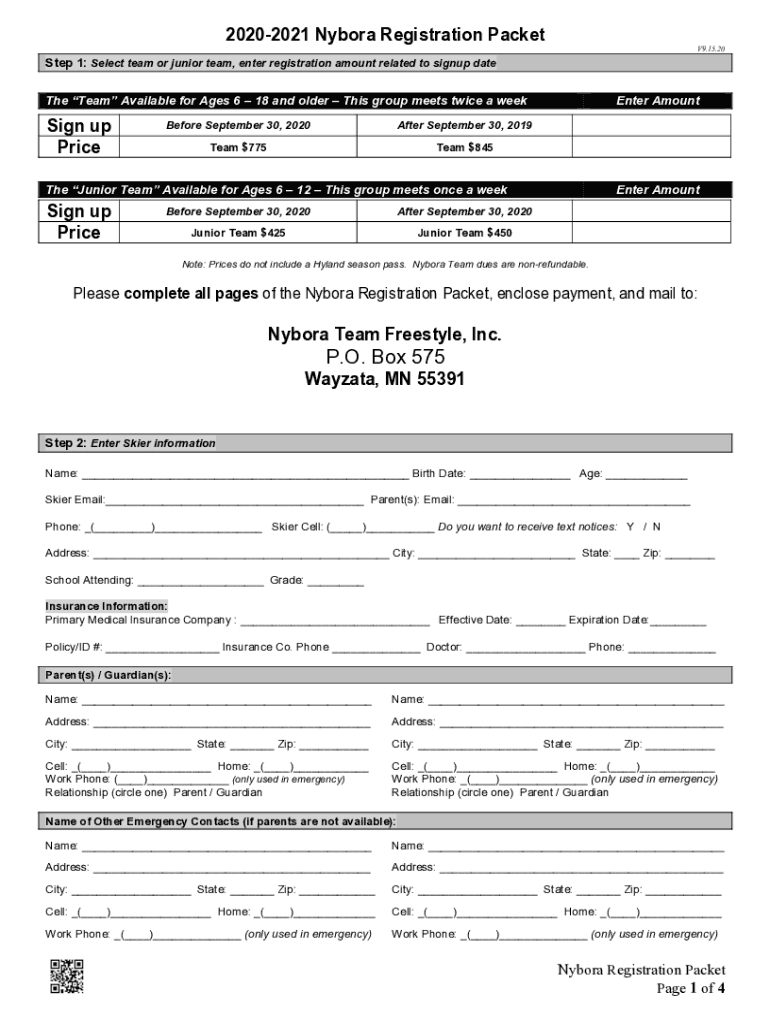 Fillable Online Step 1: Select team or junior team, enter registration ...