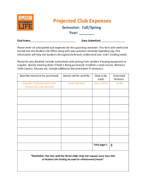 Fillable Online 12+ Club Budget Examples & Templates Download Now12 ...