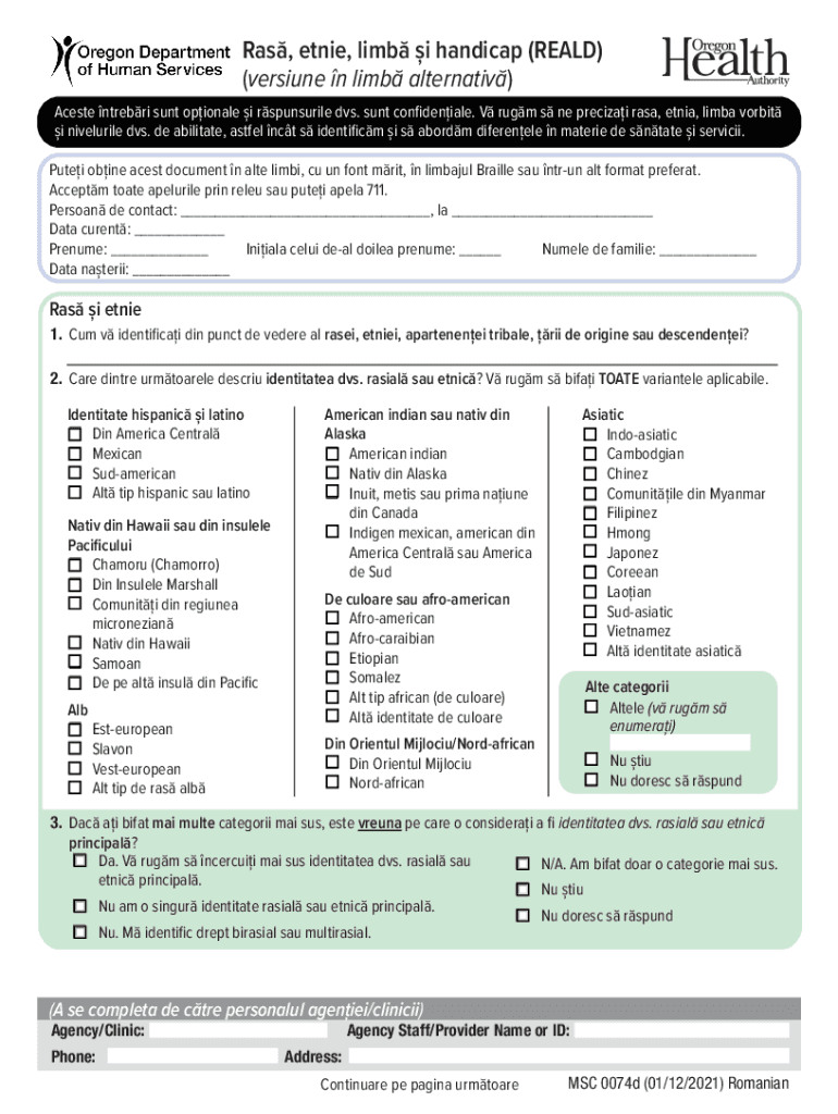 Fillable Online apps state or apps.state.or.usFormsServedRas, etnie, limb i handicap (REALD) Fax ...