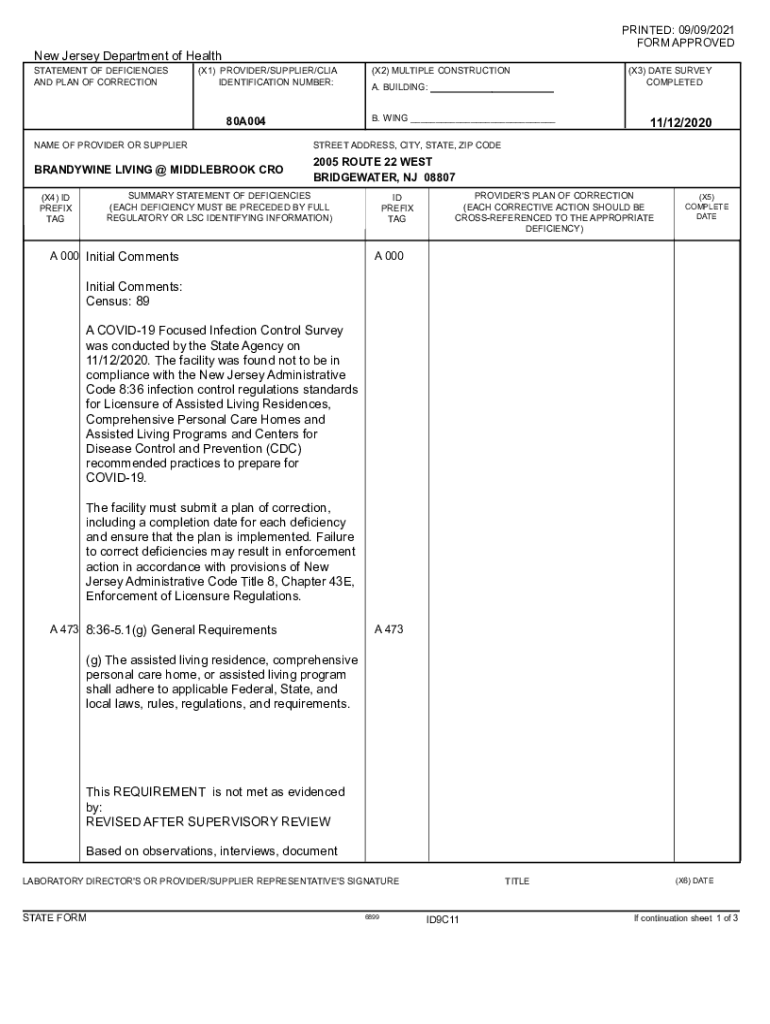 Fillable Online healthapps.state.nj.usfacilitiesfssurveyPRINTED: 09/07 ...
