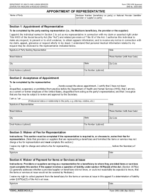 Fillable Online APPOINTMENT OF REPRESENTATIVEAPPOINTMENT OF ...