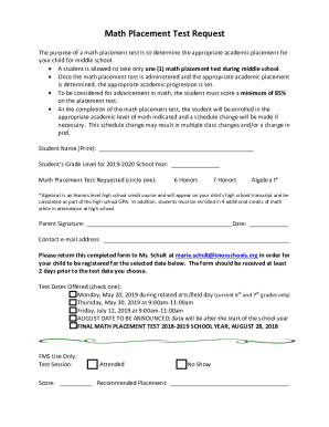 Fillable Online Math Placement Test Request - Knox County Schools Fax ...