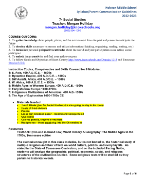 Fillable Online Syllabus/Parent Communication Guidelines Fax Email ...