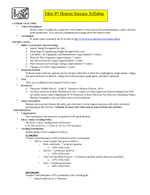 Fillable Online 8 Grade Honors Science Syllabus - Knox County Schools ...