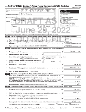 Fillable Online October 6, 2022 Tax Year 2022 940 MeF ATS Scenario 1 Zinnia ... Fax Email Print ...