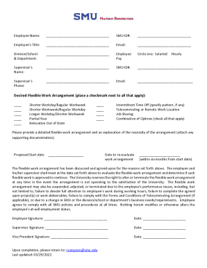 Fillable Online Alternative Work Schedule Agreement - SMU Fax Email ...