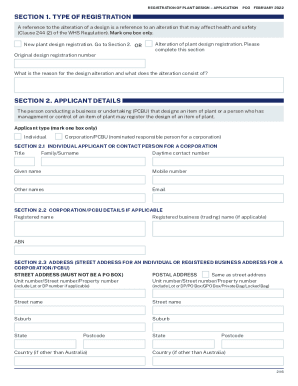 Fillable Online Registration of plant design application. Registration ...