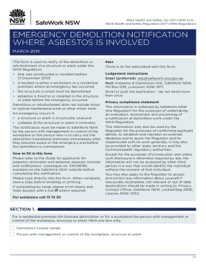 Fillable Online Emergency demolition notification where asbestos is ...