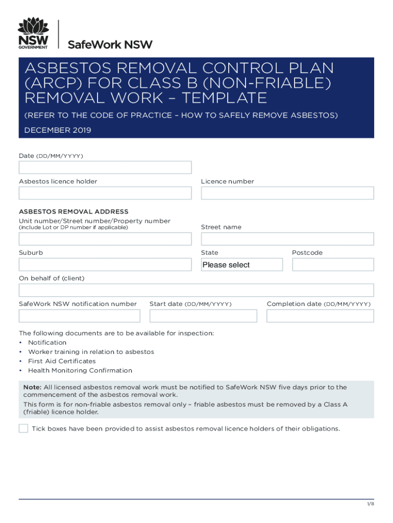 Fillable Online Asbestos Removal Control PlanSafetyDocs PDF & Word ...