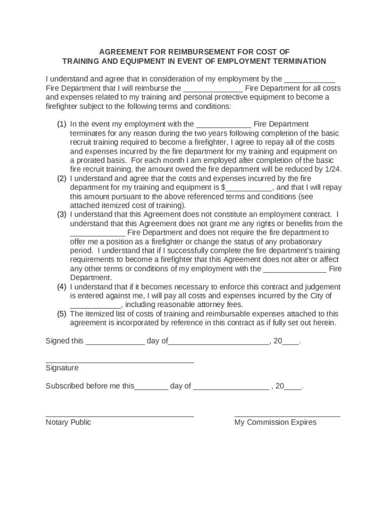 Employee Training Reimbursement Agreement SampleEmployee Training ...