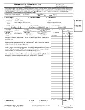 Fillable Online DD FORM 1423-1, FEB 2001 CONTRACT DATA ... Fax Email ...