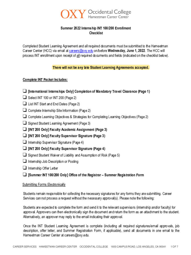 Fillable Online 11+ Internship Program Checklist Templates in ...