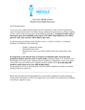 Fillable Online Middle School Math Placement Test: What To Expect ...